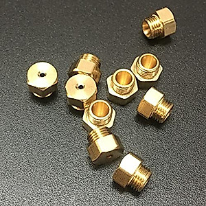 Joywayus Brass Jet Nozzle Thread M6x0.75mm Hole 0.5mm Propane LPG Gas Pipe Water Heater DIY Burner Parts (Pack of 10)
