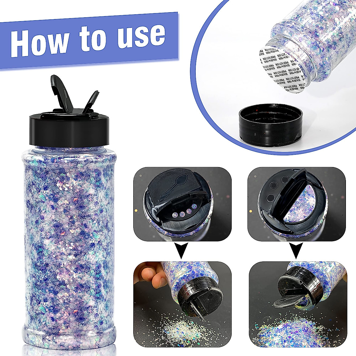 Christmas Glitter, 100g Cosmetic Craft Holographic Glitter for Epoxy Resin, Laser Snowflake Christmas Tree Flakes for Nails, Face, Make Up, Body, Tumblers, Chunky Glitter Festival Decor（SD-07）