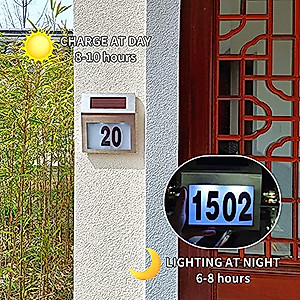 JCYANG Solar Lights Outdoor Solar Lamp House Number Sign Lighted LEDs Doorplate Number Light for Home Street Solar Garden Light Led House Numbers