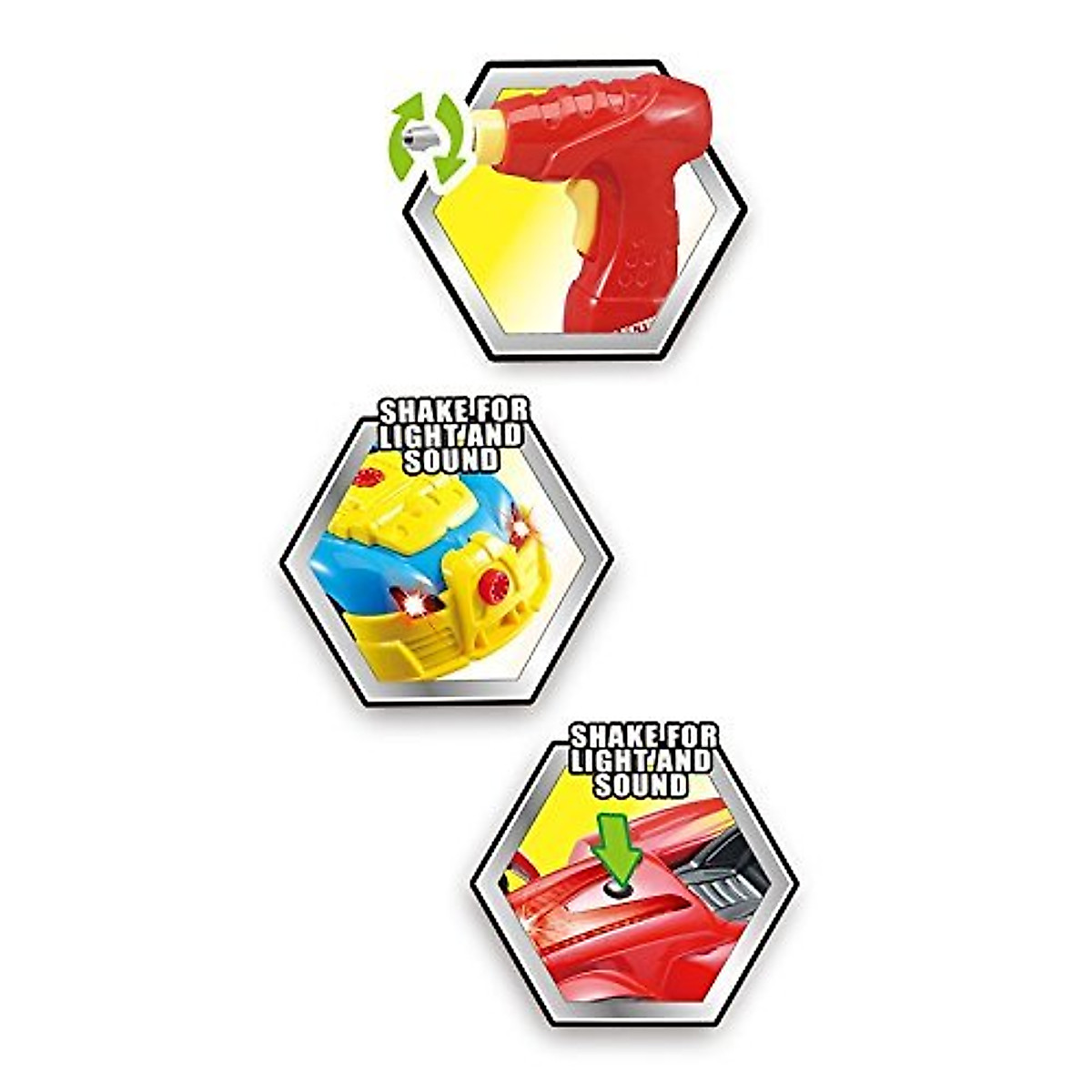 PREXTEX 53 Piece Build Your Own Racer Car Set STEM take Apart Toys for Boys with Real Working Drill and Screws 53 Piece Take-A-Part Toy for Boys and Girls with Lights and Sounds