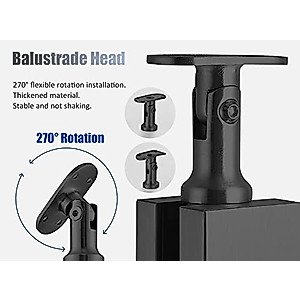 Glass Railing Post Black Metal Glass Railing Post for Indoor Outdoor, Heavy Duty Floor Standing Square Balustrade System with Base Cover, Deck Balcony Loft Guardrails