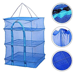 IMIKEYA 3 Layer Herb Drying Rack Hanging Collapsible Drying Basket Net for Plant Hydroponics Flowers Vegetables Fish Herb Mesh Dry Rack Net Food Dehydrator