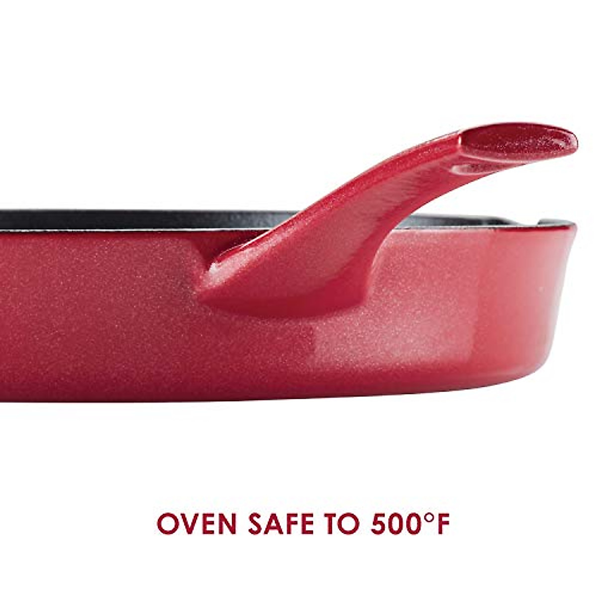 Rachael Ray Enameled Cast Iron Skillet/Fry Pan with Pour Spouts, 12 Inch, Red Shimmer