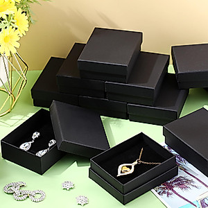 Sasylvia 72 Pcs Jewelry Gift Boxes 2.76 x 3.54 x 1.18'' Jewelry Packaging Boxes Necklace Box Cardboard for Valentine's Day(Black)