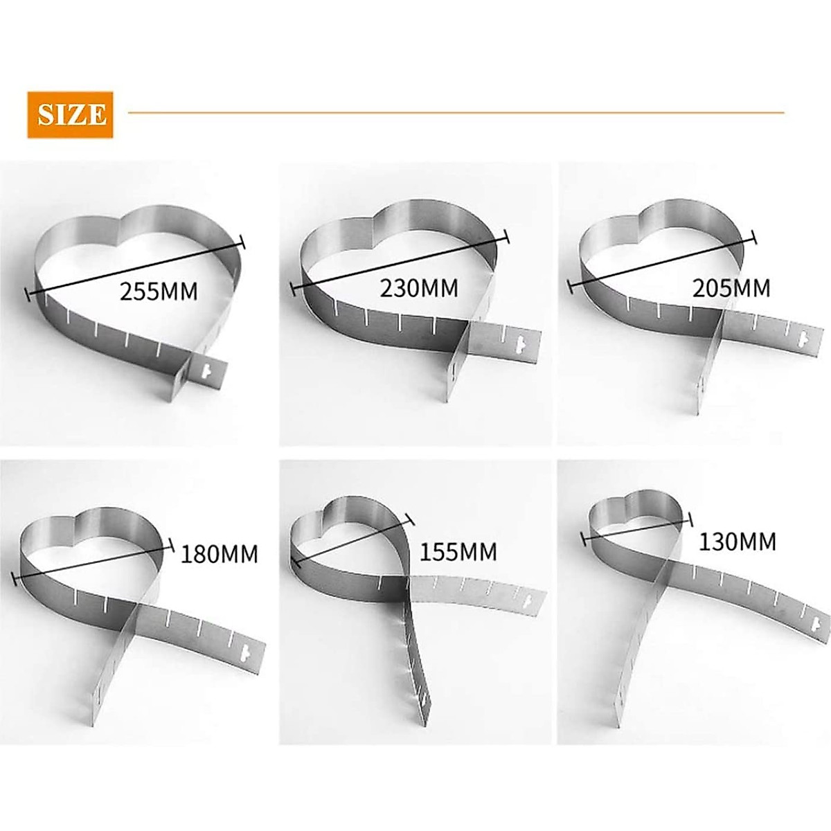 YYYFEI Multipurpose Round Steel Ring，Cake Mold Ring, Adjustable Cake Mold Ring for Baking, Premium Quality Functional Baking Gifts (Heart-shaped)