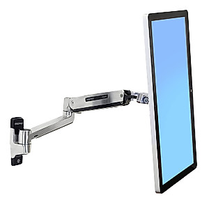 Ergotron – LX HD Sit-Stand Single Monitor Arm, VESA Wall Mount – for Monitors Up to 49 Inches, 14 to 30 lbs – Polished Aluminum