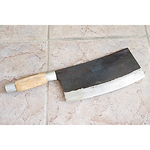 Crude - Premium Heavy Duty Cleaver Meat Chopping Knife, 9 inch, Carbon Steel, Handmade