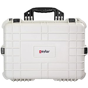 Eylar Large 20 Inch Protective Camera Case Water and Shock Proof With Foam (White)