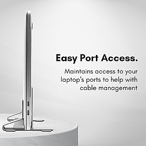 Macally Vertical Laptop Stand for Desk | Laptop Holder Vertical | MacBook Stand (Pro/Air) Save Space and Improve Airflow with Closed Adjustable Laptop Dock Stand