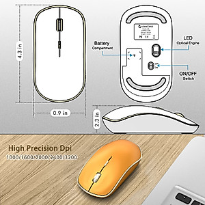 JOYACCESS J 2.4G Wireless Mouse Soft Click, Silent Travel Wireless Mouse for Laptop, 3200 DPI, 5 Adjustment Levels, Computer Mouse Wireless for Chromebook, Mac, PC, Notebook - Orange