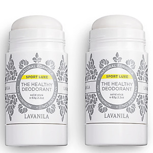 Lavanila Sport Luxe (2-Pack) Aluminum-Free Solid Stick Deodorant for Men & Women - Vegan, Clean, and Natural (2.2 Ounce Each)