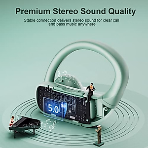 occiam Wireless Earbuds Bluetooth Headphones 48H Play Back Earphones in Ear Waterproof with Microphone LED Display for Sports Running Workout Green