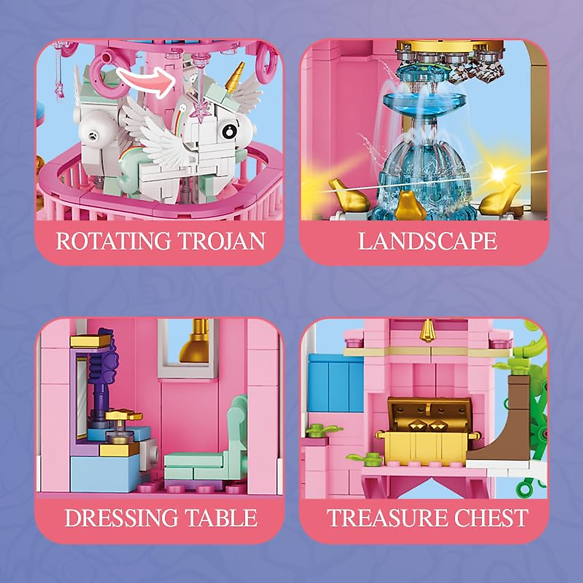 JIETENGFEI Girls Castle Princess Building Blocks House Crystal & Sleigh with Palace Bricks Construction Play Kit for Kids Christmas Birthday Gift Present 6.7.8.9.10.11.12 Years and Up