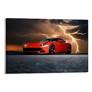 Car Poster Ferrari F40 Supercar Posters Racing Car Canvas Wall Art For Boy's Bedroom SuperCar Wall Decor Frame-style 18x12inch(45x30cm)
