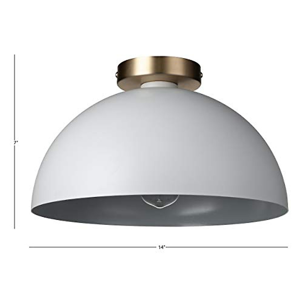 Globe Electric 61020 Monica 1-Light Semi-Flush Mount, Matte White, Matte Gold Accent Canopy, Bulb Included