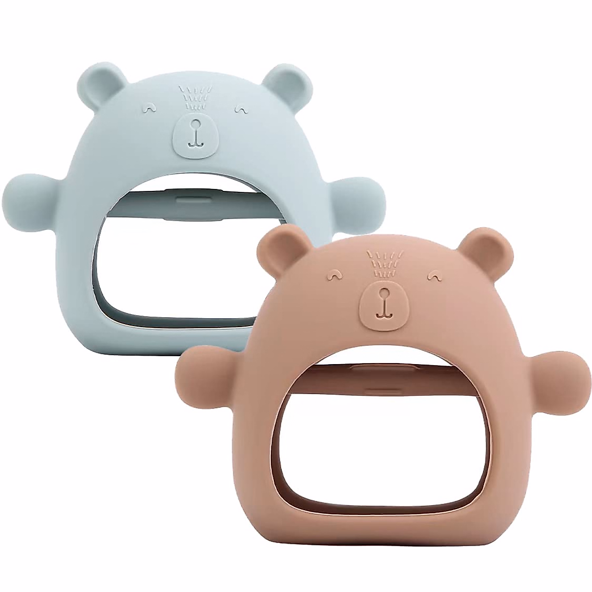 PandaEar Silicone Baby Teething Toys| Baby Hand Teether Mitten for Sucking Needs| Baby Chew Toys Hand Pacifier for Soothing Teething Pain Relief (Brown Green)