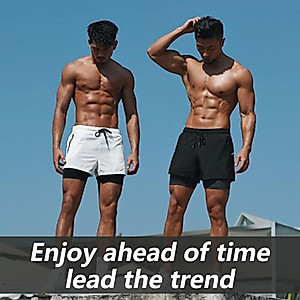 JWJ Men's Running Athletic Workout Sports Mens 2 in 1 Shorts Breathable Gym Short for Men with Pocket, Fluorescent Green Small