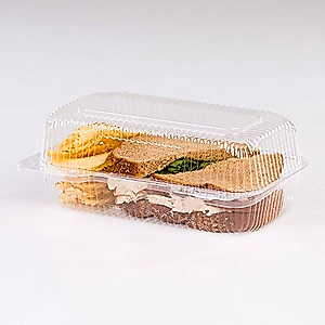 9 x 5 Dessert cake roll container Clear Hinged Lid disposable 9 x 5 great for Loaf Deep Cookies plastic containers disposable donut sandwich clamshell containers for food Takeout Trays (Pack of 25)