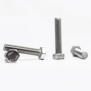 M10-1.5 x 55mm Hex Head Bolt Hexagon Screw, Stainless Steel 18-8(304), Full Thread, Plain Finish, DIN933, Pack of 8pcs