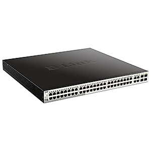 D-Link 52-Port Gigabit Smart Managed PoE+ Switch | 48 PoE+ Ports (370W) + 4 Combo SFP Ports| L2+ |VLANs |Web Managed |Surveillance Mode | Rackmount | NDAA Compliant | Lifetime Warranty (DGS-1210-52MP)