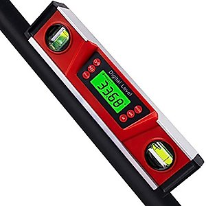 Digital Level and Protractor, 10 Inch IP54 Protected Electronic Bubble Inclinometer Angle Finder Gauge with Large LED Backlight Display & Magnetized V-Groove Base Carrying Bag Included