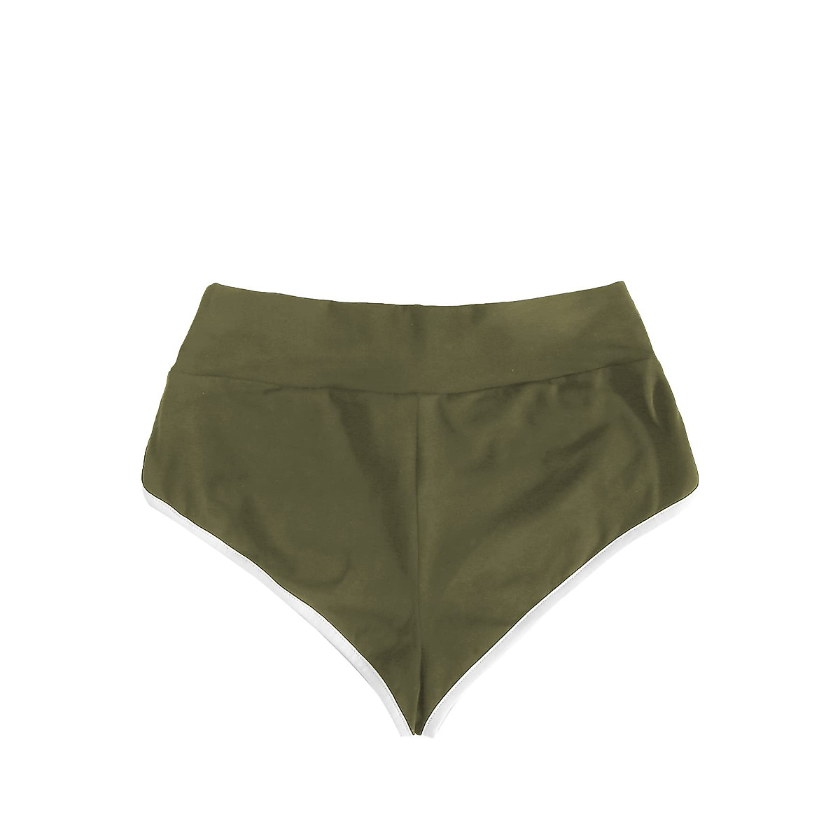 SweatyRocks Women's Sporty Elastic Waist Contrast Binding Mini Biker Shorts Army Green XS
