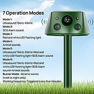 Meilen Solar Animal Repeller - 360° Protection,Motion Sensor Activated,7 Modes,Waterproof,Flashing Light - Repels Rats, Squirrels, Deer, Raccoons, Skunks, Rabbits, Moles, Cats