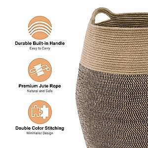 Cotton Rope Laundry Hamper by YOUDENOVA, 105L - Woven Collapsible Laundry Basket - Clothes Storage Basket for Blankets, Laundry Room Organizing, Bedroom Storage, Clothes Hamper – Dark Brown