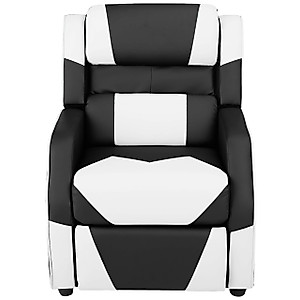 Amazon Basics Kids/Youth Gaming Recliner with Headrest and Back Pillow, 3+ Age Group, Black/White