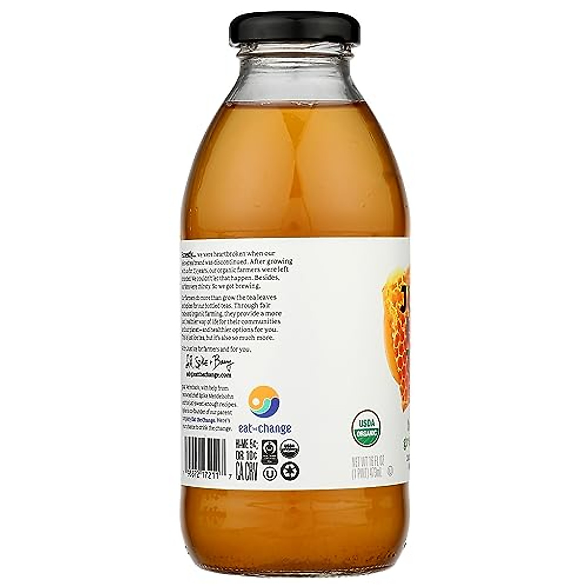 Eat The Change Just Ice Tea Organic Honey Green Tea, Kosher, 16 Fluid Ounces (Pack Of 12)