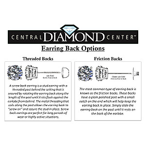 Central Diamond Center Lab Grown Round Diamond Earrings Sterling Silver, 14K Gold Post 0.30ctw (0.28-0.33ctw) Platinum Plated