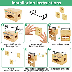 Dawnarriv Large Trash Bag Dispenser, Kitchen Garbage Bag Holder, Bamboo Trash Bag Organizer, Wall Mounted or on Countertop, Compatible with Big and Small Plastic Bags Rolls