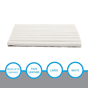 Large Continuous Slot White Faux Leather Ring Insert - 14 1/8" L x 7 5/8" W x 3/4" H - Holds up to 100 Rings