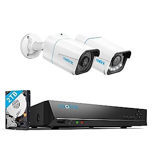 REOLINK 4K PoE NVR 8 Channel Pre-Installed 2TB HDD, 4K Ultra HD PoE Outdoor Security Cameras with Smart Detection, RLN8-410 NVR Bundle with RLC-810A and RLC-811A(5X Optical Zoom and Motion Spotlight)