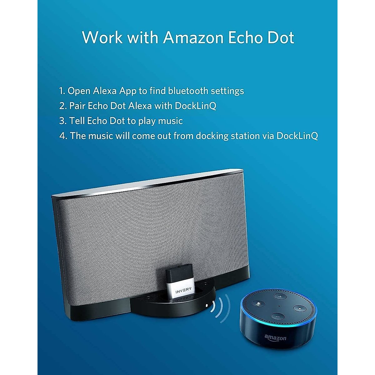 DockLinQ 30 pin Bluetooth 5.0 Adapter Receiver for Bose Sounddock and Other 30pin iPod iPhone Music Docking Station