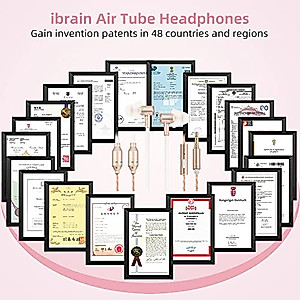 ibrain Air Tube Headphones EMF Free Airtube Earbuds Wired Air Tube Headset with Microphone in Ear Earphones Noise Cancelling with Patented Technology for Safe Listening - Gold