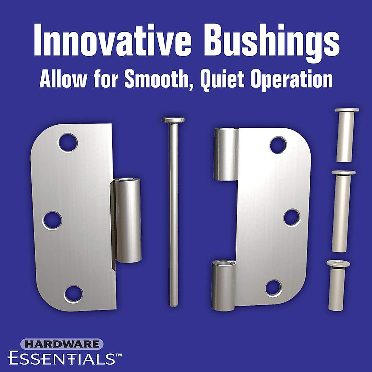 Hardware Essentials 854323 Smooth Corner Squeak-Proof Door Hinges, 3-1/2 inch, 3-1/2", Satin Nickel, 3 Pieces