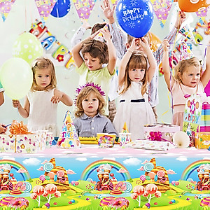 3Pcs Candyland Tablecloth Candy Land Lollipop Birthday Table Cloths Plastic Table Covers for Girls Birthday Baby Shower Donut Party Decorations for Party Supplies