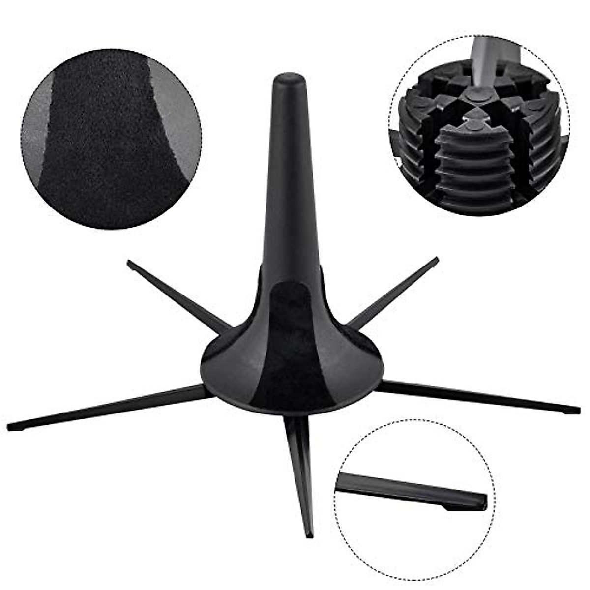 EASTROCK Portable Trumpet Stand Holder Metal with 5 Leg Foldable Detachable Trumpet Holder Stable Metal Legs for trumpet, Black (Stand)