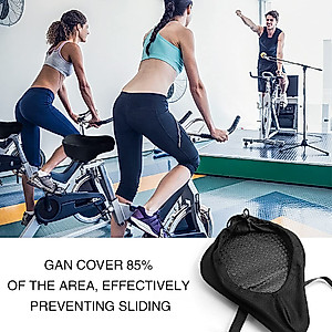 ANZOME Bike Seat Cushion, Wide Gel Bike Seat Cover & Extra Soft Gel Bike Seat Cushion for Women Men Everyone, Fits Spin, Stationary, Cruiser Bikes, Indoor Cycling(Waterproof Case Included)