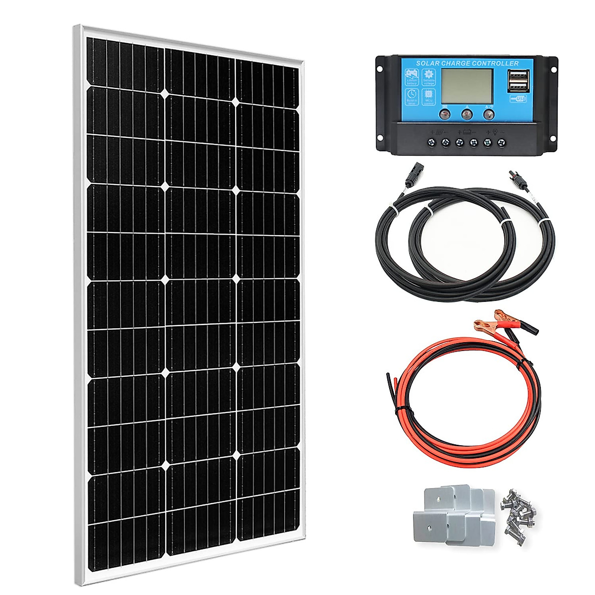 XINPUGUANG 200 Watt Solar Panel Kit PERC Monocrystalline 100W Solar Panel 20A Charge Controller Extension Cable for 12V Off-Grid System Rvs Boat Cabin Trailer Trailer (200W Solar Kit)