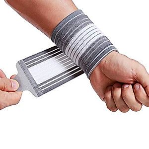 NeoTech Care Wrist Band - Adjustable Compression Strap - Elastic & Breathable Fabric - Support Sleeve for Tennis, Sports, Exercise - Men, Women, Right or Left - Grey Color (Size M, 1 Unit)