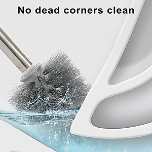 Long Handle Toilet Brush 1 Set Wall-Mounted with Holder Flexible Bristles Hangable Design No Dead Corner Bathroom Bowl Cleaner Scrubber Kit Easy Pink