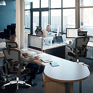 Luckyear Big and Tall Office Chair, 400lbs Heavy Duty Ergonomic Desk Chair with Soft 3D Modeling Foam Cushion Home Office Desk Chairs with Adjustable Headrest Seat Height Executive Computer Task Chair
