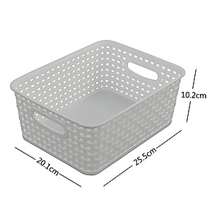 Pekky White Plastic Storage Basket, Kitchen Organizer, Set of 6