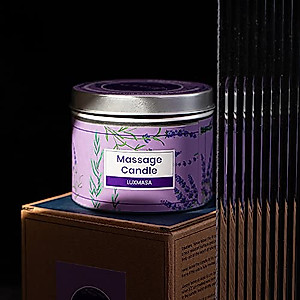 LUXMASA Essential Oil Infused Natural Soy Wax Scented Massage Oil Candle for Home SPA and Relax (Lavender, 6.35OZ)