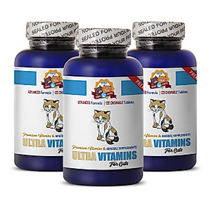 cat vitamin treats - CATS ULTRA VITAMINS - ADVANCED MINERAL AND VITAMIN SUPPORT - PREMIUM TREAT - cat vitamin b supplement - 270 Treats (3 Bottle)