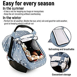 beetoy Multi-Use Infant Car Seat Cover with Mesh Window | Super Stretchy & Adjustable | Summer Stroller Cover for Babies | Customized Covers for Boys | Breathable & Lightweight
