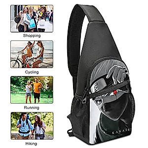 Small Sling Crossbody Bag Anime Printing Multifunction Chest Shoulder Bag Waterproof Hiking Travel Bag with Adjustable Strap for Women Men (Black)