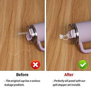 Silicone Spill Proof Stopper Toper Cover Set of 3, Compatible with Stanley Cup 40oz/ 30oz, Tumbler Accessories, Including 2 Straw Cover Cap, 2 Square Spill Stopper and 2 Round Leak Stopper